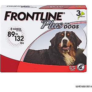 FRONTLINE Plus Flea and Tick Treatment for X-Large Dogs Up to 89 to 132 lbs., 3 Treatments