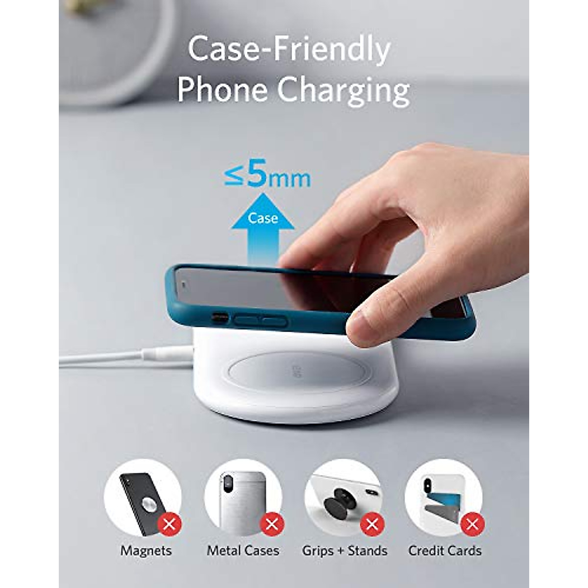 Anker Wireless Charging Station, 2 in 1 PowerWave+ Pad with Holder for Apple Watch 5/4/3/2, Wireless Charger for iPhone 13, 12, 12 Pro Max, 11, AirPods (Watch Charging Cable & AC Adapter Not Included)