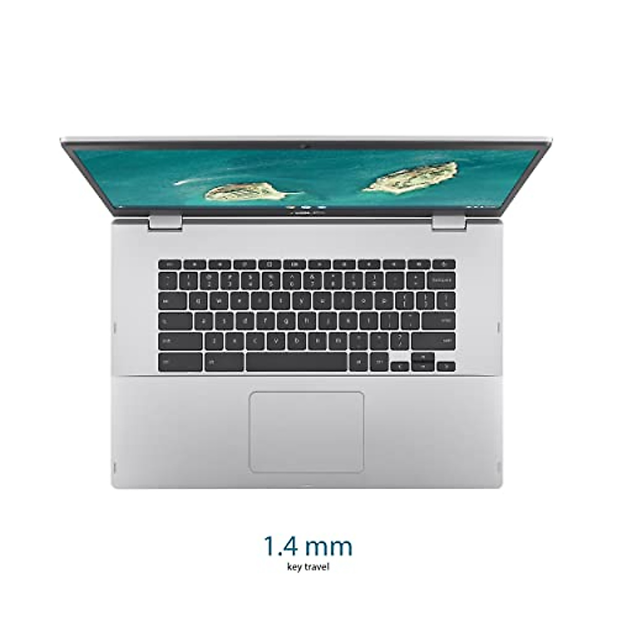 ASUS Chromebook CX1, 15.6" Full HD NanoEdge Display, Intel Celeron N3350 Processor, 64GB eMMC Storage, 8GB RAM, Chrome OS, Transparent Silver, CX1500CNA-AS84F