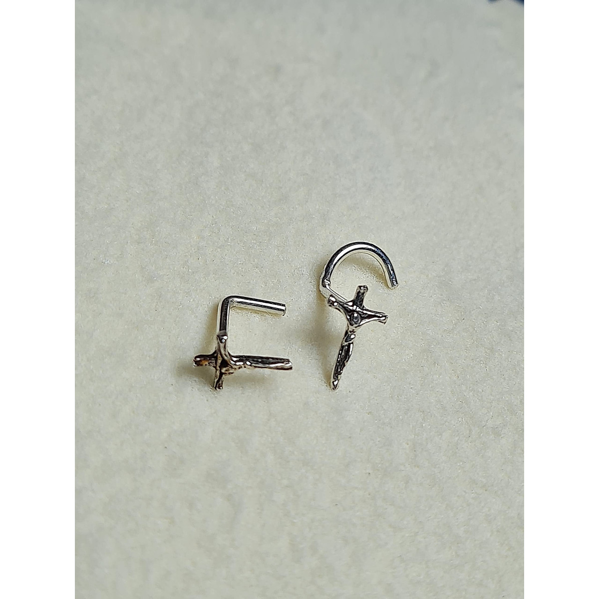 18g, 20g Cross Earrings/Nose Stud sterling silver nose stud/nose screw, Jewelry Nose Stud, Body Piercing Jewelry, Nose Piercing, Body Jewelry (20g L Bend)