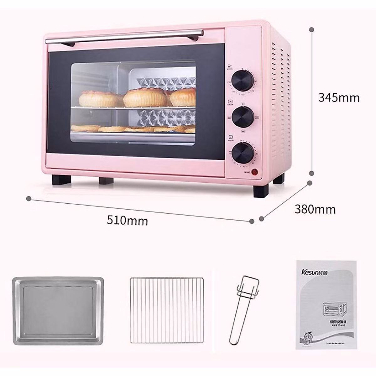 40L Mini Oven,Adjustable Temperature 0-230℃ and 60 Minutes Timer Five-Layer Baking Position Multi-Function Electric Oven (Blue) (Blue)