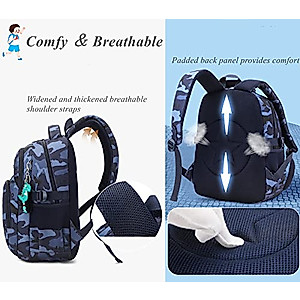 Camo Kids Backpacks for Boys, Water-resistant Camouflage Preschool Kindergarten Boys Backpacks Bookbags, Grey