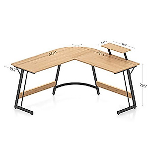 Cubiker Modern L-Shaped Desk Computer Corner Desk, PC Laptop Writing Study Desk for Home Office Wood & Metal