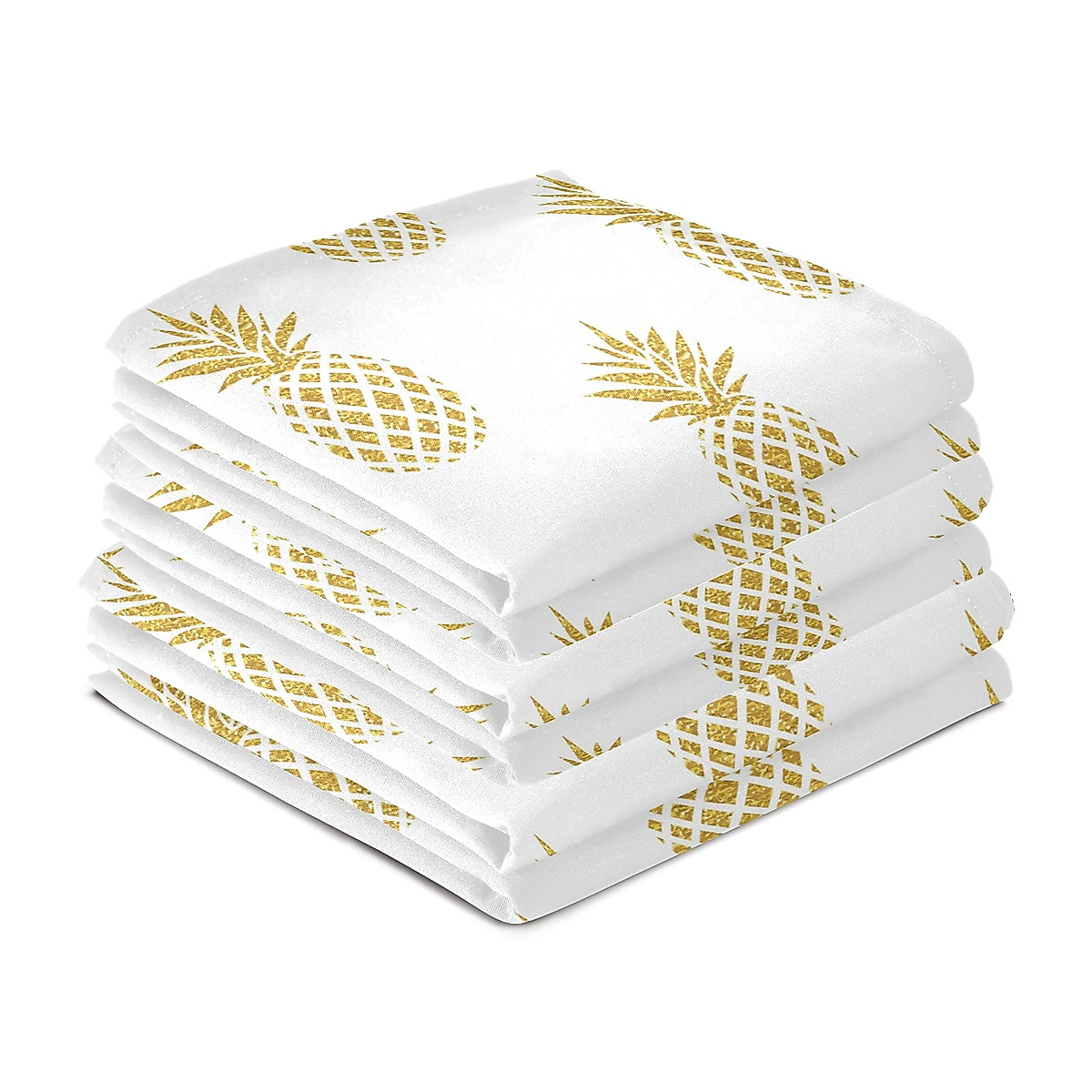 ALAZA Gold Pineapple on White Kitchen Towels Dish Bar Tea Towel Dishcloths 1 Pack Super Absorbent Soft 18 x 28 inches