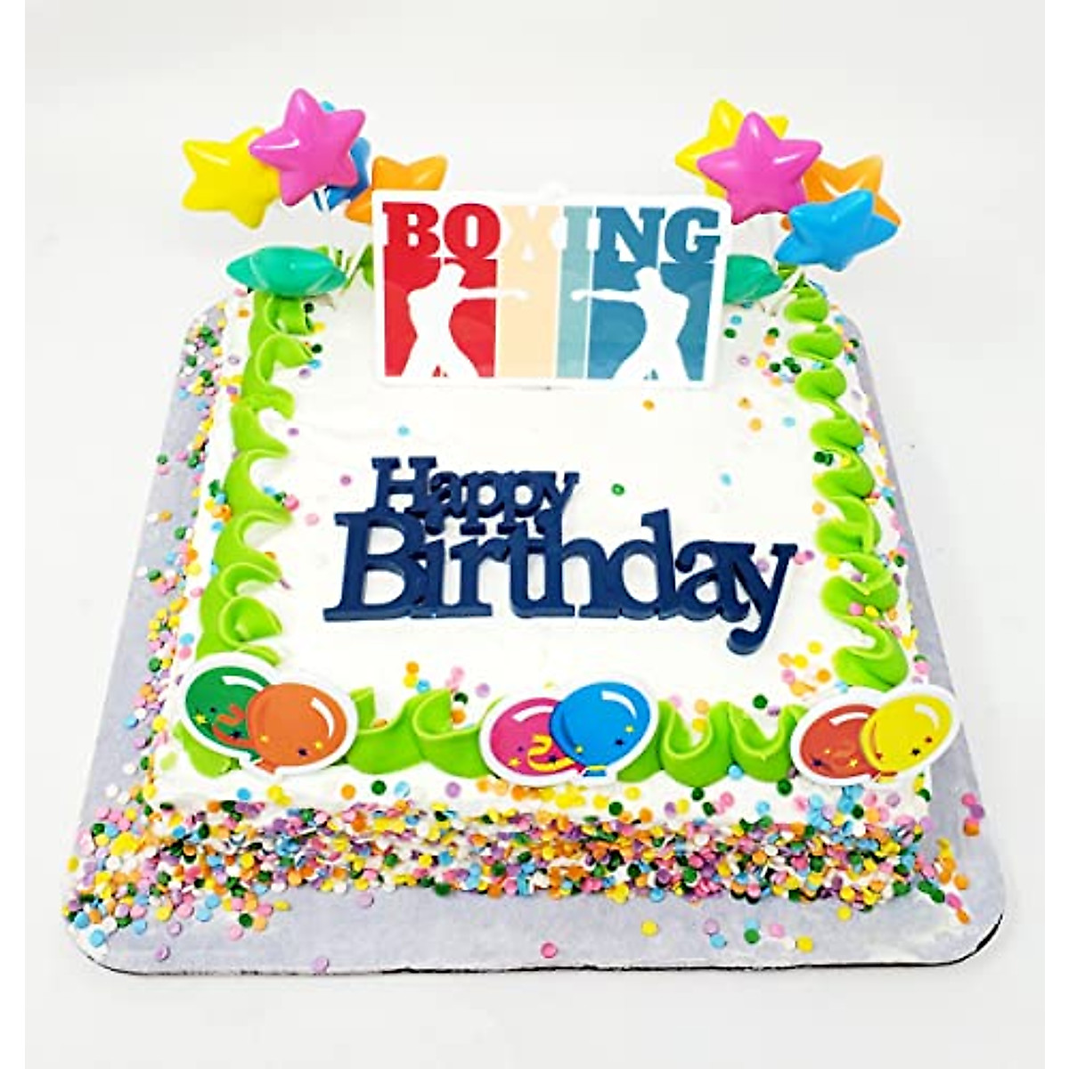 Boxing Themed 7 Piece Boxer Birthday Cake Topper Set