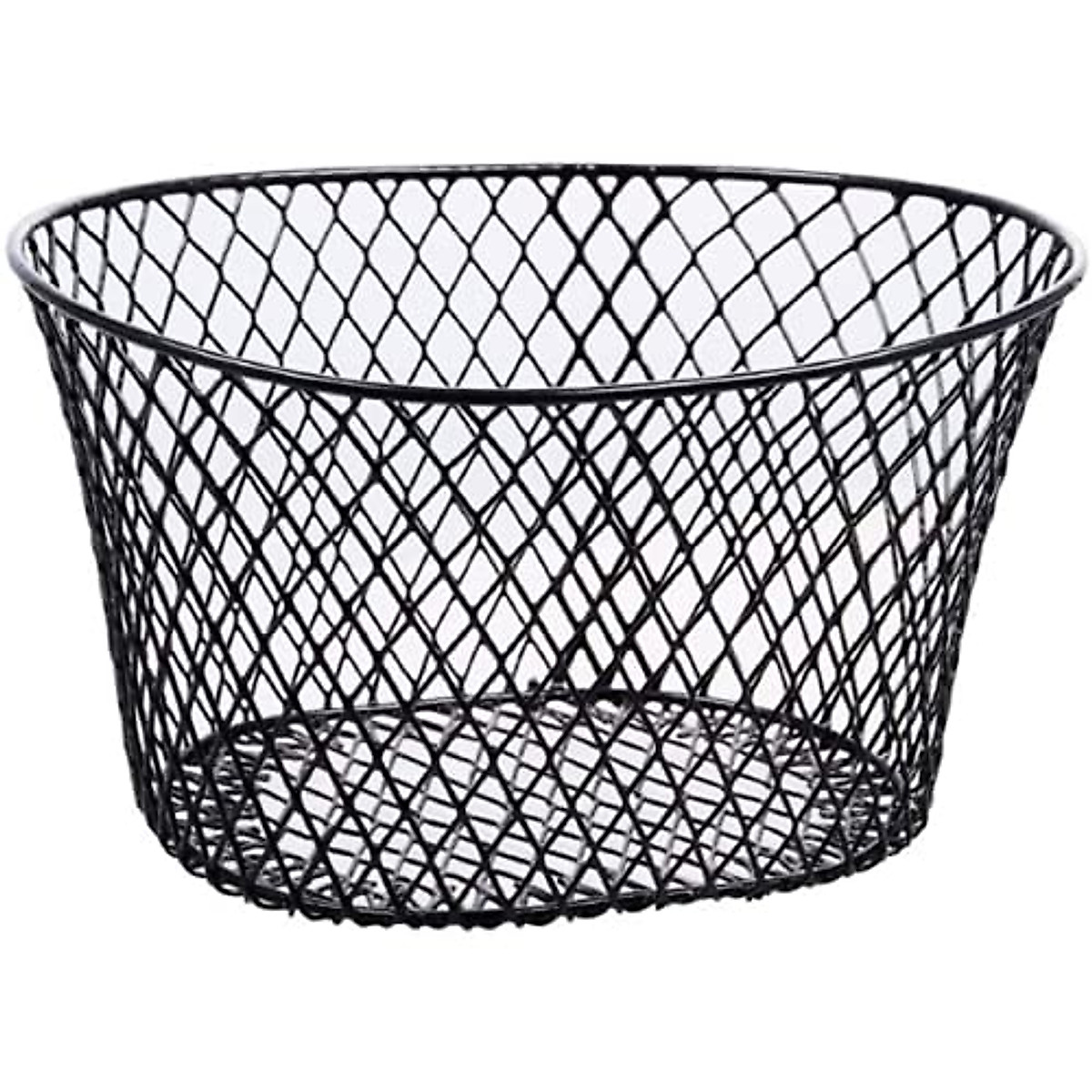 PROSPERITY DEVINE Small Vinyl-Coated Black Wire Baskets 2( Round) & 2(Oval) Wire Mesh Waste Basket for Organizing, Storage, Office, Class Rooms and More