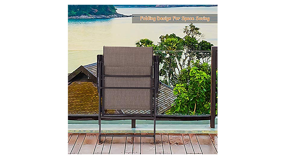 GOFLAME Patio Chairs Folding Sling Back Chairs, Portable Furniture ...