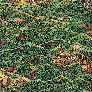 Antiguos Maps Valley of Mexico, Mexico City Pictoral Map c. 1930 - Mapa Pintoresco del Distrito Federal Yalre Dedores - measures 24 inches x 36 inches (610 mm x 915 mm)