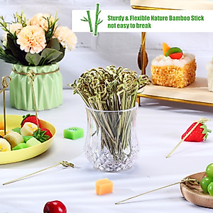Nuogo 1000 Pcs Bamboo Cocktail Picks 4.13 Inch Bamboo Sticks Bamboo Skewers Fruit Toothpicks for Appetizers Handmade Food Picks Cocktail Skewer with Looped Knot for Party Snacks Sandwiches Drinks