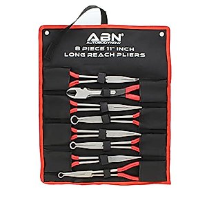 ABN 11in Plier 8-Piece Set – Long Reach Circle, Power Diagonal Cutting, S-Shape, Angled, and Straight Nose Pliers