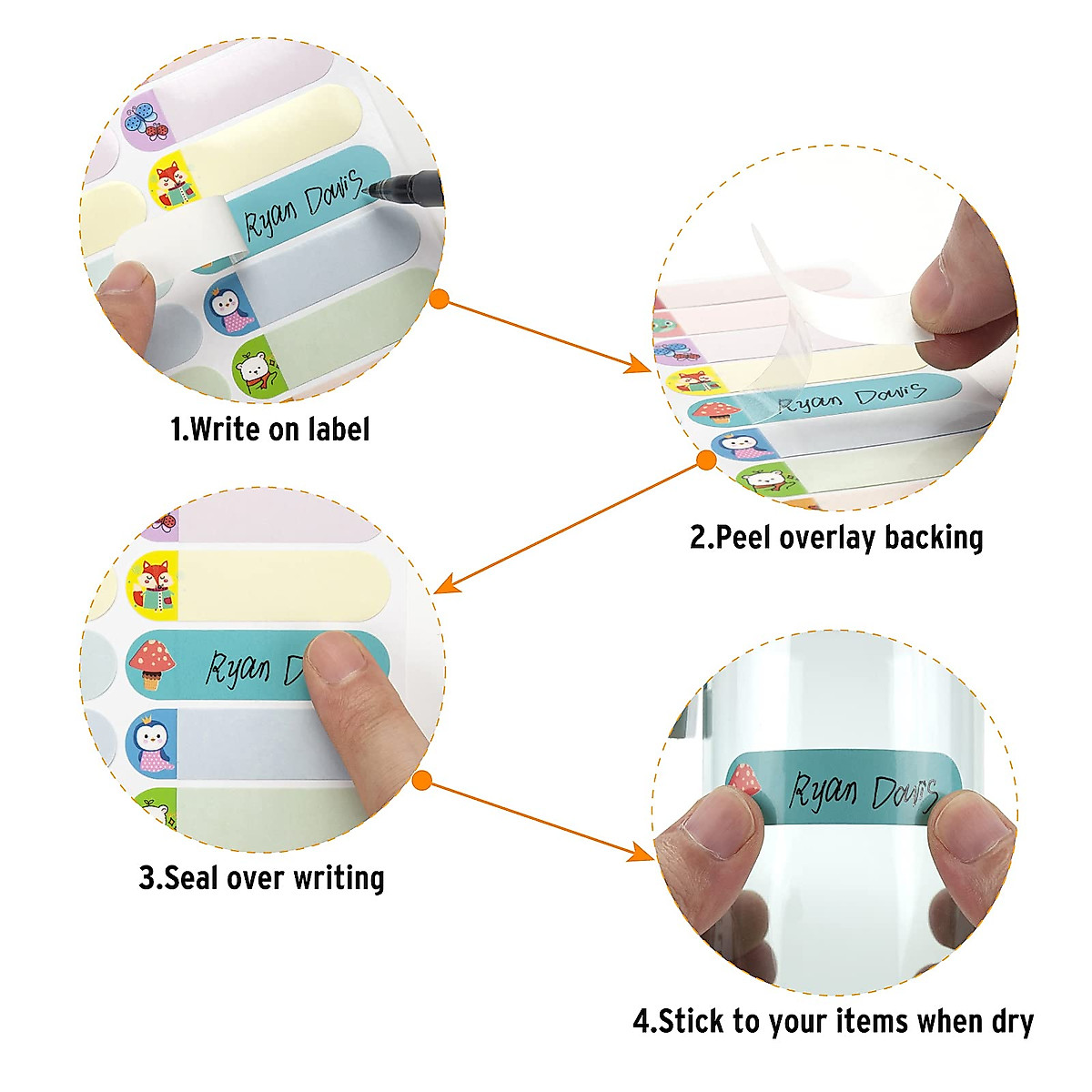 Baby Bottle Labels for Daycare, 128 PCS Toddler Daycare Labels Waterproof, Self-Laminating, Dishwasher Safe, Preschool Labels for Sippy Cup, Lunch Box, Name Labels Stickers for Kids School Supplies