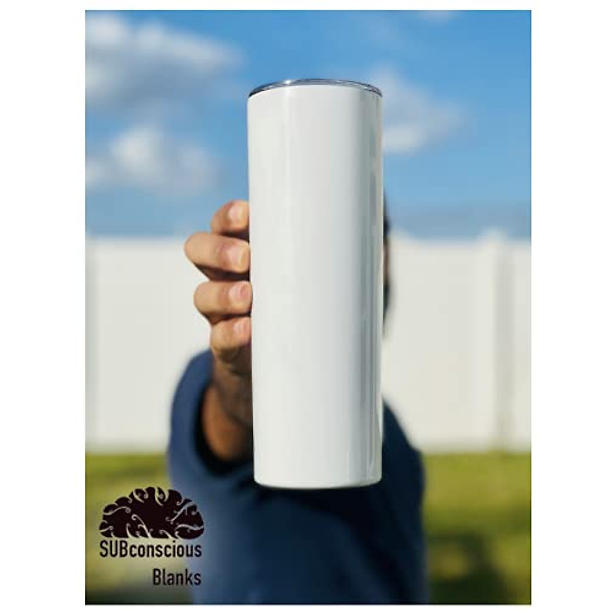 10 Pack 20oz Sublimation White Straight Skinny Tumbler with Plastic Straw, Sublimation Tumblers for Heat Transfer DIY, Sublimation Blanks, Mugs, Double Walled Stainless Steel Travel