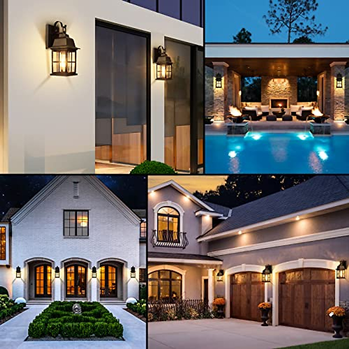 2-Pack Dusk to Dawn Outdoor Wall Lantern, Exterior Porch Light Fixtures Wall Mount with Photocell, 100% Anti-Rust Aluminium Outside Black Wall Lights, Waterproof Patio Wall Lights for House Garage