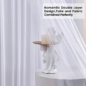 White Tulle Backdrop Curtains for Baby Shower Party Wedding Photo Drape Backdrop for Photography Props Engagement Bridal Shower 10 ft X 10 ft