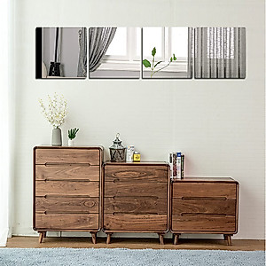 Full Body Wall Mirrors Tiles Stickers, 4pcs 12"x12" Acrylic Plexiglass Mirror Wall-Mounted Full Length Frameless Hanging Door Large Long Mirror Workout Gym Mirror for Walls Dorm Tile Self Adhesive