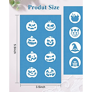 Puocaon Halloween Clay Silk Screen - 8 Pcs Reusable Silk Screen Stencils for Polymer Clay Jewelry Making, Individual Pattern Design for Halloween Theme on 8 Silk Screen Stencils, Polymer Clay Tools