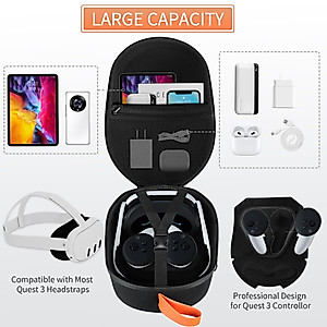 RCGEEK HiBloks Carrying Case for Meta Quest 3 Accessories, Hard Travel Case for Oculus Quest 3 All-in-One VR Headset and Controllers, Quest 3 Backpack Portable Storage Bag