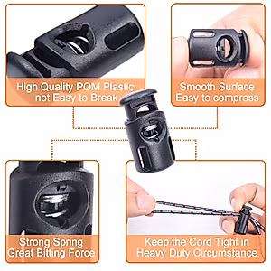 10 PCS Plastic Spring Cord Locks for Drawstring, Paracord Toggle Stopper Clasp Elastic Shoeslace Lock Sweatpants Hoodie String Clips Bungee Swim Goggles Gloves String Lock Replacement