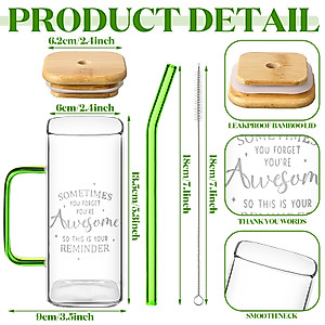 Uiifan 24 Pcs Appreciation Gifts Thank You Glasses Gifts Team Gifts Bulk 13.5oz Drinking Cups with Lids Straws Square Iced Coffee Glasses for Employee Coworkers Teacher Women (Thank Theme)