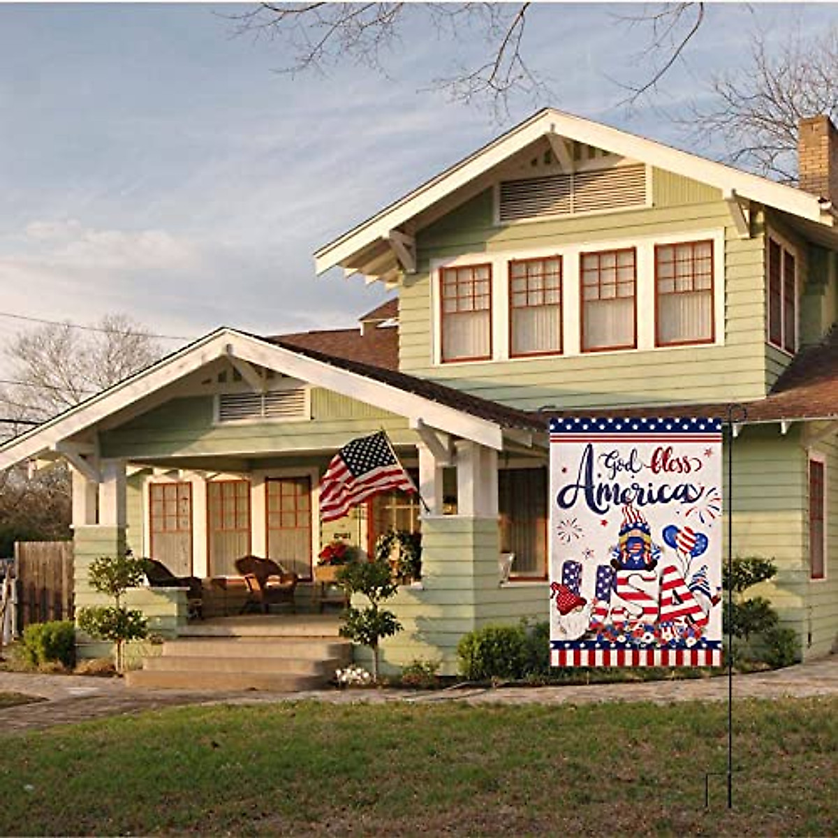 American Garden Flag 12x18 Inch Double Sided 4th of July Day Independence Day USA Mini Garden Yard Flags for Holiday Outdoor Decorations