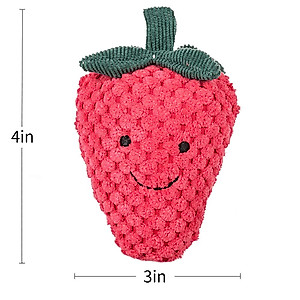 Apricot Lamb Baby Strawberry Soft Rattle Toy, Plush Stuffed Fruit for Newborn Soft Hand Grip Shaker Over 0 Months (Strawberry, 4 Inches)