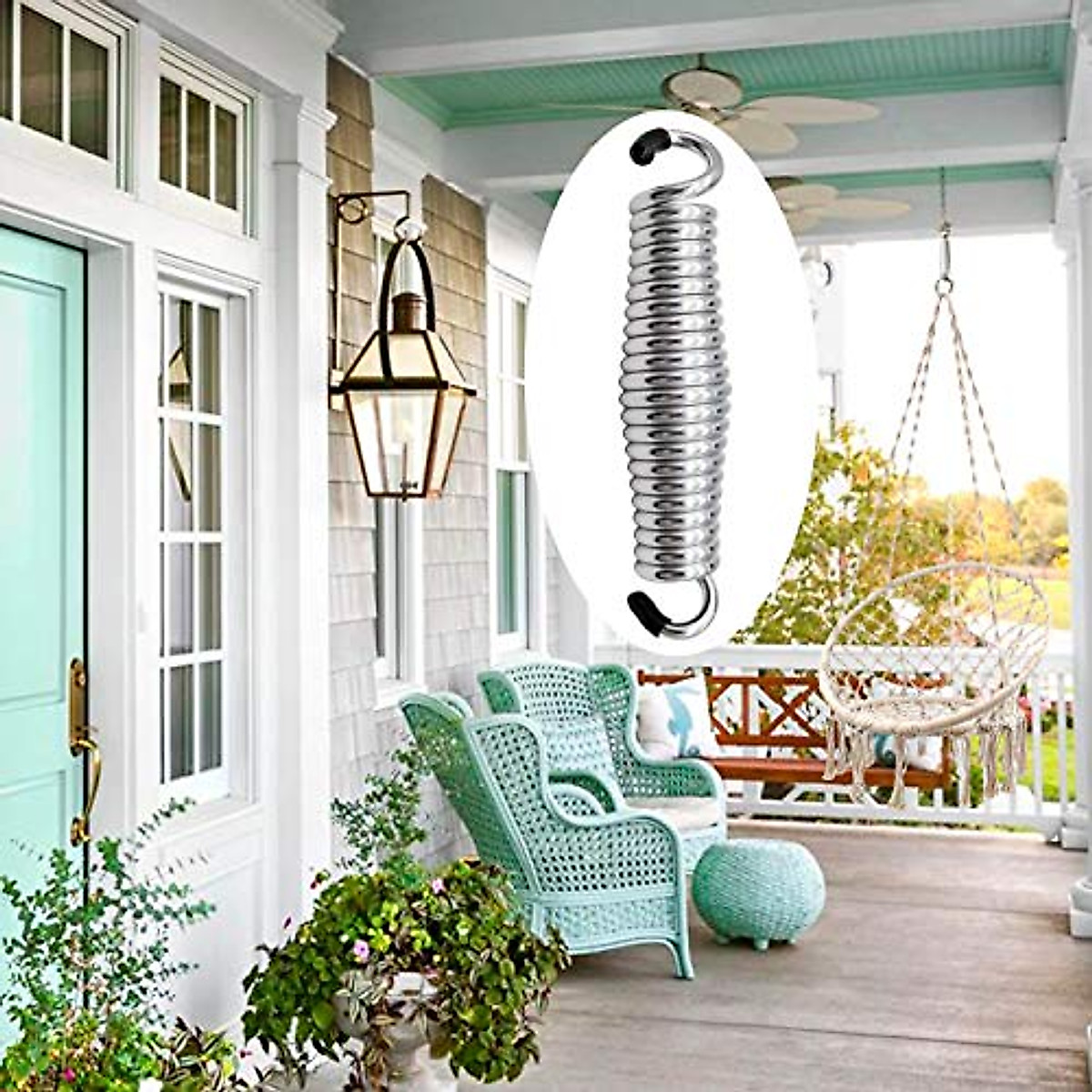 Porch Swing Springs Heavy Duty - 1600Lbs Silver Hammock Chair Spring,Hanger Ceiling Mount Spring(Pack of 2)