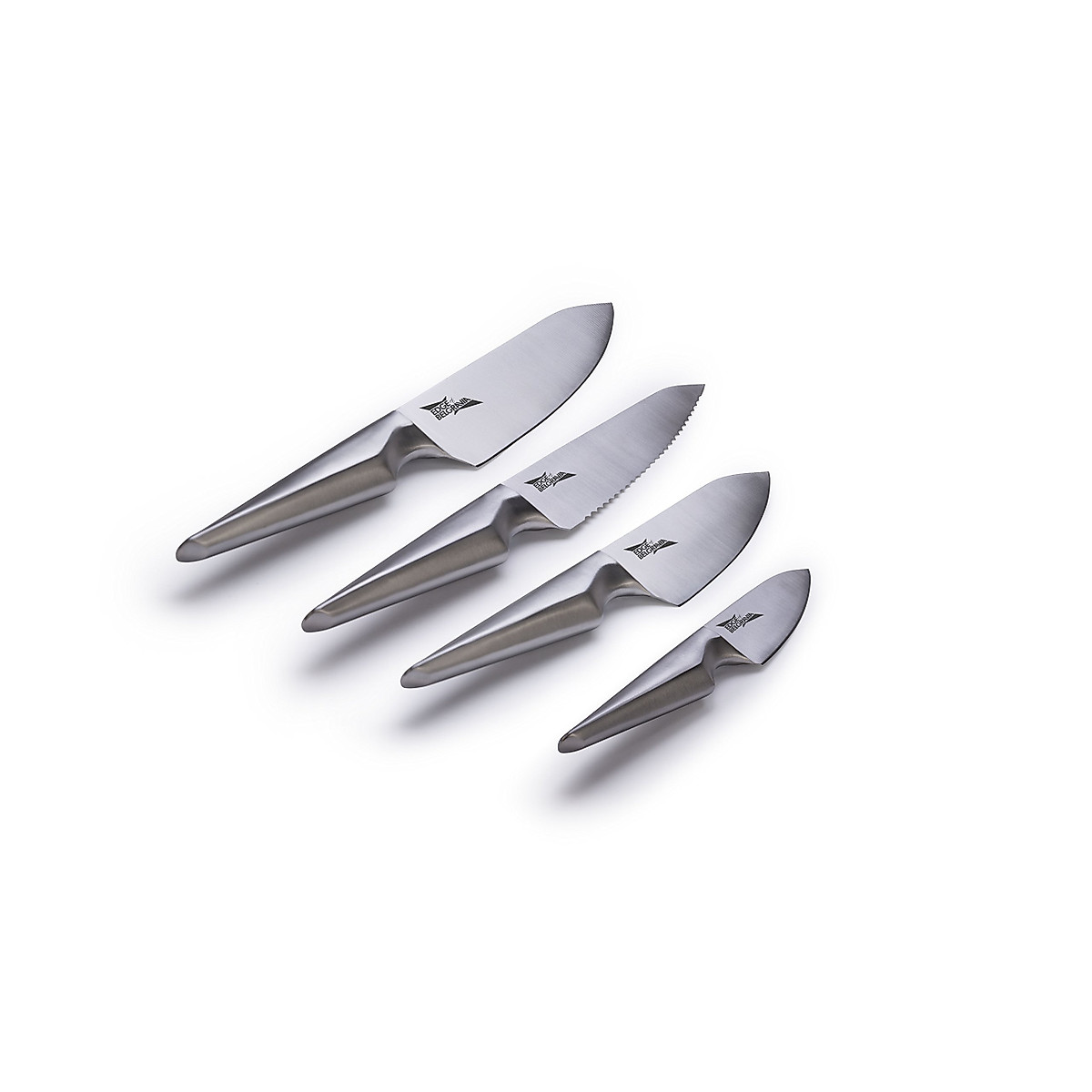 Edge of Belgravia ARONDIGHT Stainless Steel Chef Knife Set With Erogonomic Grip | Paring Knife, 6” Chef’s Knife, Bread Knife, and 7.5” Chef’s Knife. (Metallic,Pack Of 4)