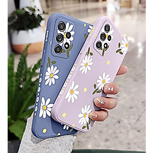 Sunswim for Galaxy A53 5G Case Cute Flowers Daisy Pattern Full Camera Lens Protection Shockproof TPU Bumper Liquid Silicone Protective Cover Phone Cases for Samsung Galaxy A53 5G 6.5" 2022-Purple