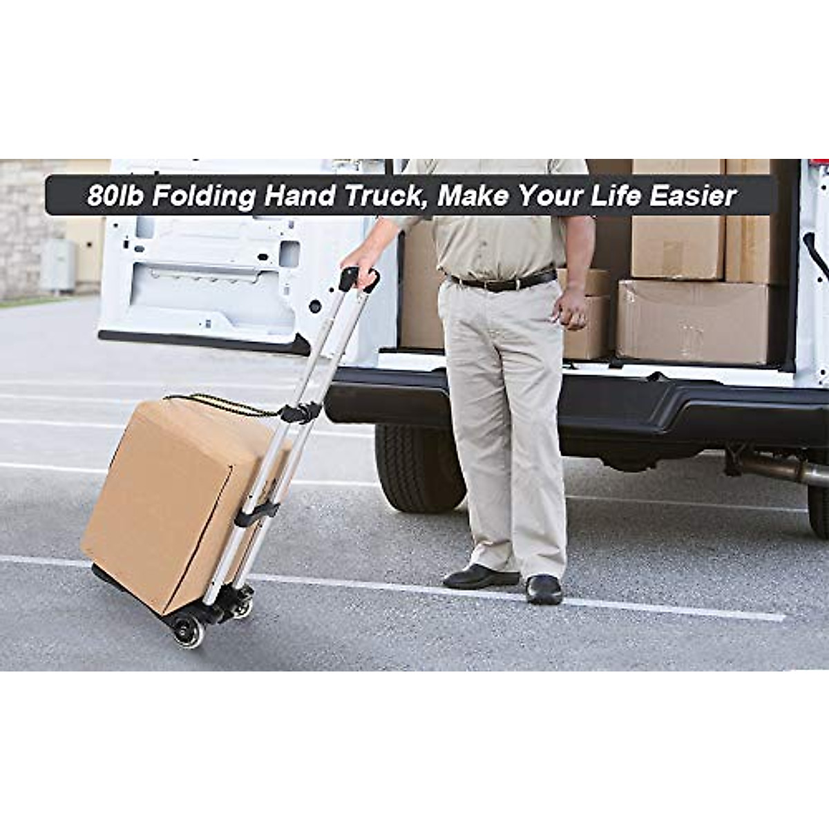 Coocheer Aluminum Folding Hand Trucks Portable Luggage Cart Lightweight Travel Hand Truck/Heavy Duty Hand Trucks (80LB)