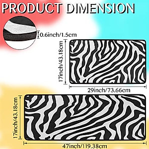 Animal Zebra Print Abstract Kitchen Rug Sets 2 Piece Non-Slip Kitchen Mat Area Rug Long Floor Mat Carpet Pads Doormat for Living Room Indoor Bathroom Entryway Decor, 47x17 inch+29x17 inch
