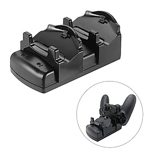 KlsyChry Playstation 3 Controller Charger PS3 / PS3 Move / PS4 Docking Charging Station with USB Cable, [Dual Slot] Charging Dock Station Removable Charger Stand