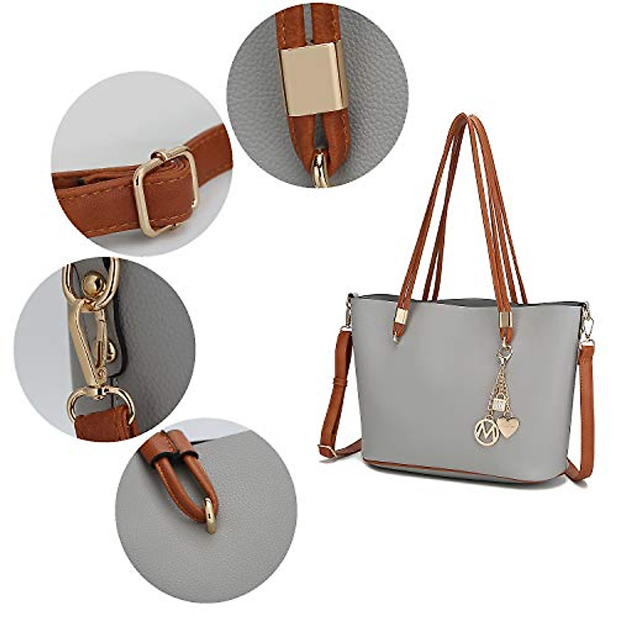 MKF 2-PC Set, Tote Handbag for Women, Satchel Pouch – PU Leather Purse – Crossbody Shoulder Bag Lady Pocketbook Red