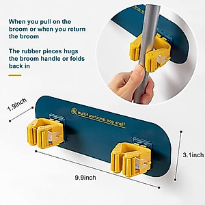 celestite 6 Racks Broom Holder Wall Mount Self Adhesive, Mop and Broom Holder for Home Kitchen Organization and Storage