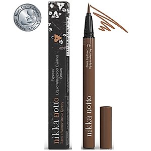 Nikka Notto Liquid Eyeliner Waterproof Pen“Nude Look”, Satin Brown, Stay All Day, Smudge Free, 3x More Liquid 0.070Fl.oz (Mom's Choice Award®)