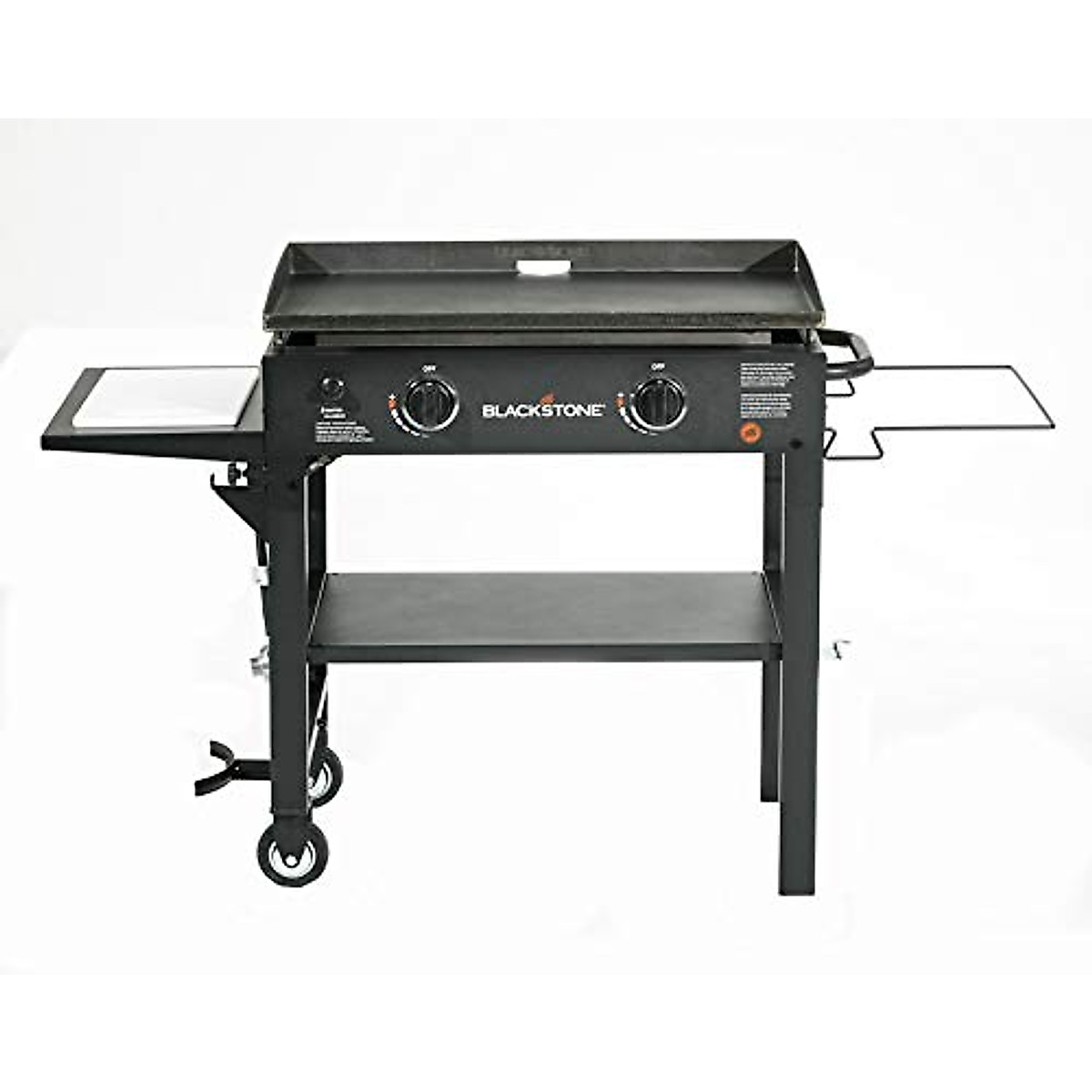Blackstone 1853 Flat Top Gas Grill 2 Burner Propane Fuelled Rear Grease Management System 28” Outdoor Griddle Station for Camping with Built in Cutting Board and Garbage Holder, 28 Inch, Black