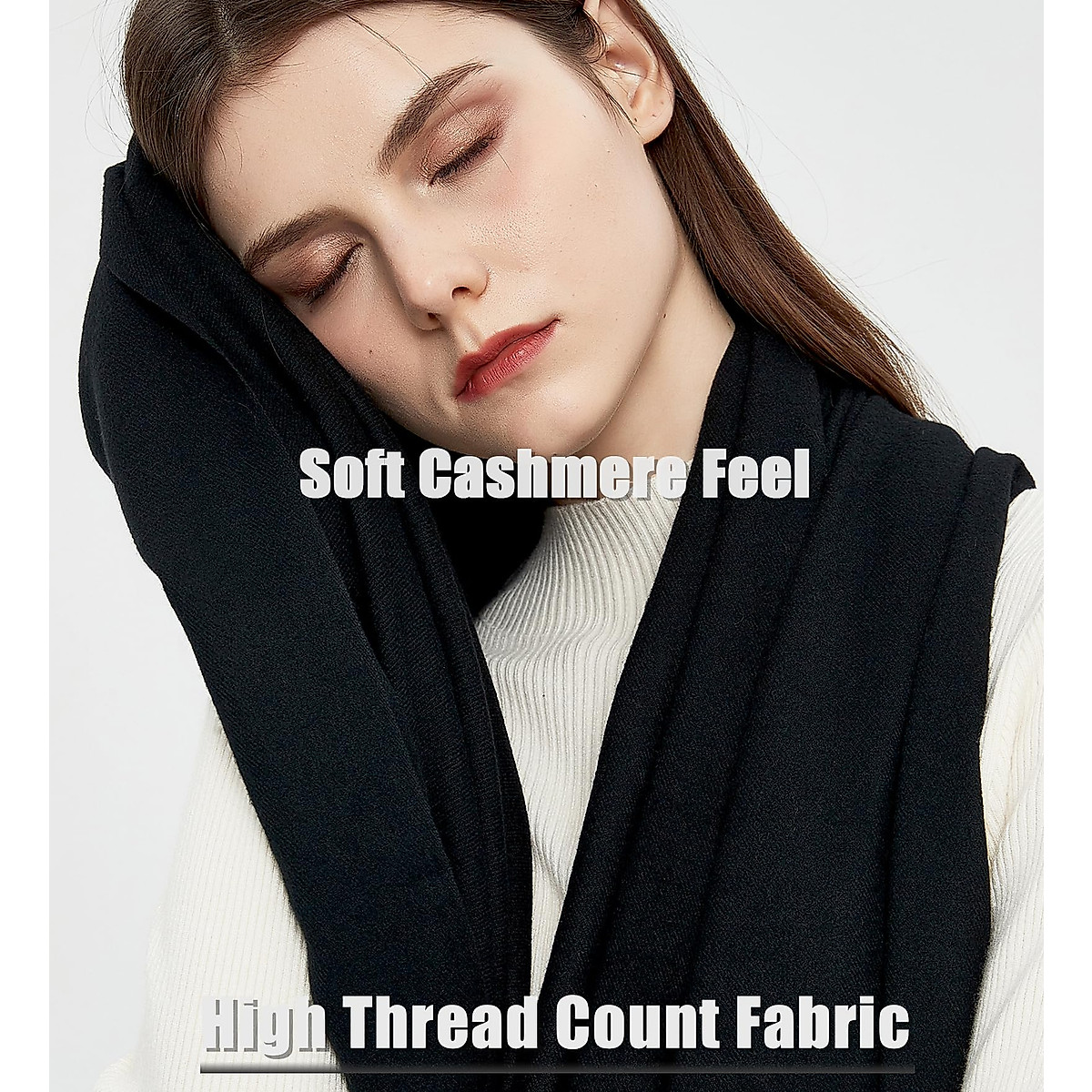 Gragengs Pashmina Shawls and Wraps Scarfs for Women Wedding Party Winter Warm Long Solid Color,Black