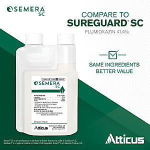 Semera SC Herbicide Concentrate (8 oz) by Atticus (Compare to SureGuard) – Flumioxazin Weed Killer – Season Long Lawn and Aquatic Weed Control