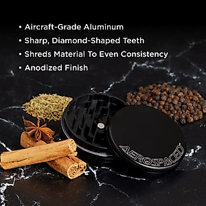 Aerospaced 2-Piece Grinder 6061 Aircraft-Grade Aluminum, 30 Razor-Sharp Diamond Teeth, Scratch-Resistant Anodized Finish, Secure Magnetic Lid, Airtight Seal - Enhance Your Cooking