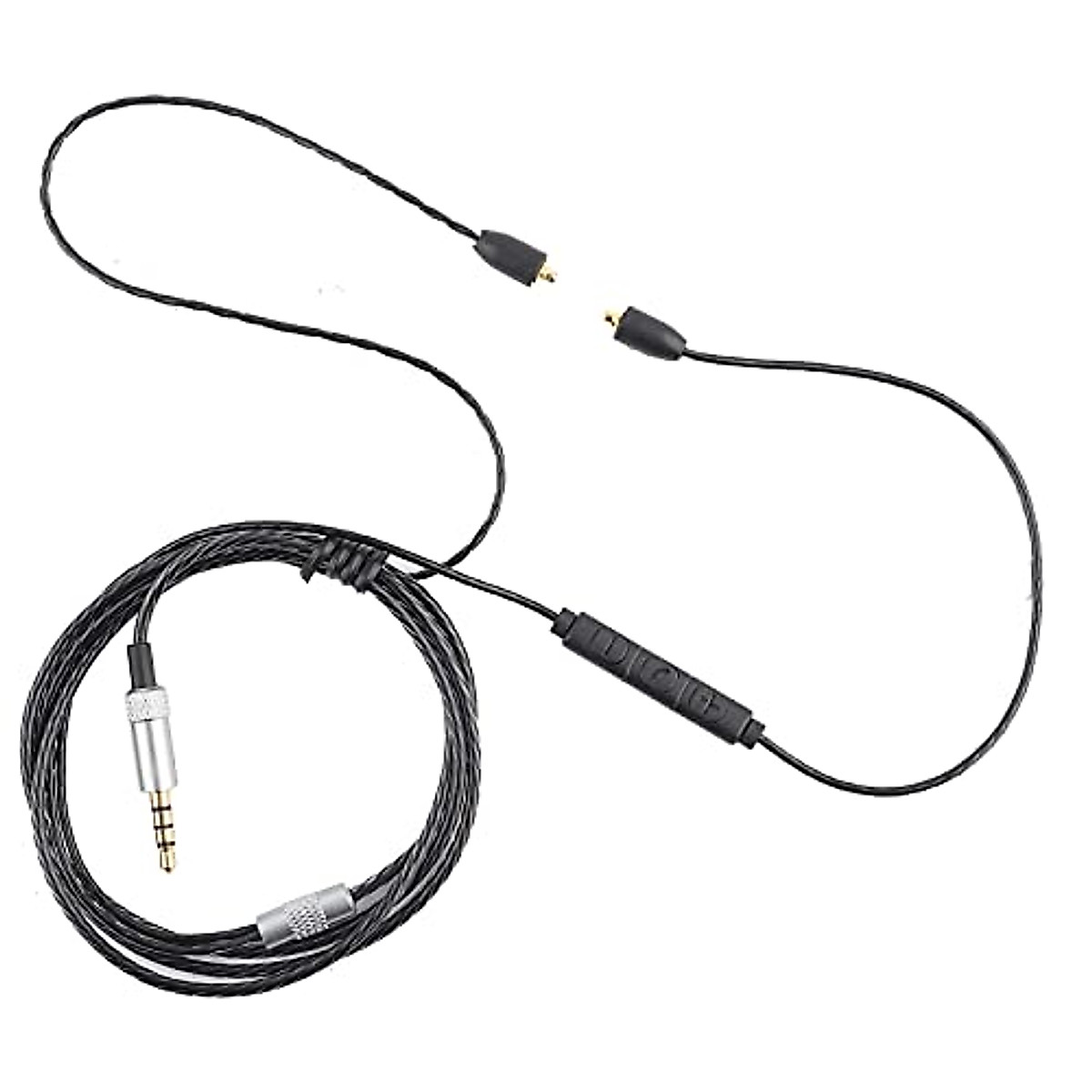 DIY Upgrade 3.5mm Headphone Cable with Mic, Stereo Audio Cable with Volume Control Audio Cable Compatible with MMCX Connector SE215 SE425 SE535 (Black)