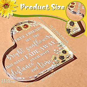 Friendship Gifts for Women Sunflower Gift for Women Acrylic Heart Bestie Friend Birthday Gift Apart Long Distance Going Move Away BFF Gift (Heart Sunflower)