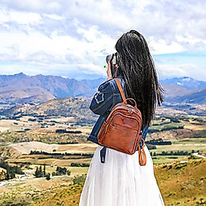 Chihutown Leather Backpack Purse, Large Capacity Casual Fashion Daypack for Women, Large Travel Bag (brown)