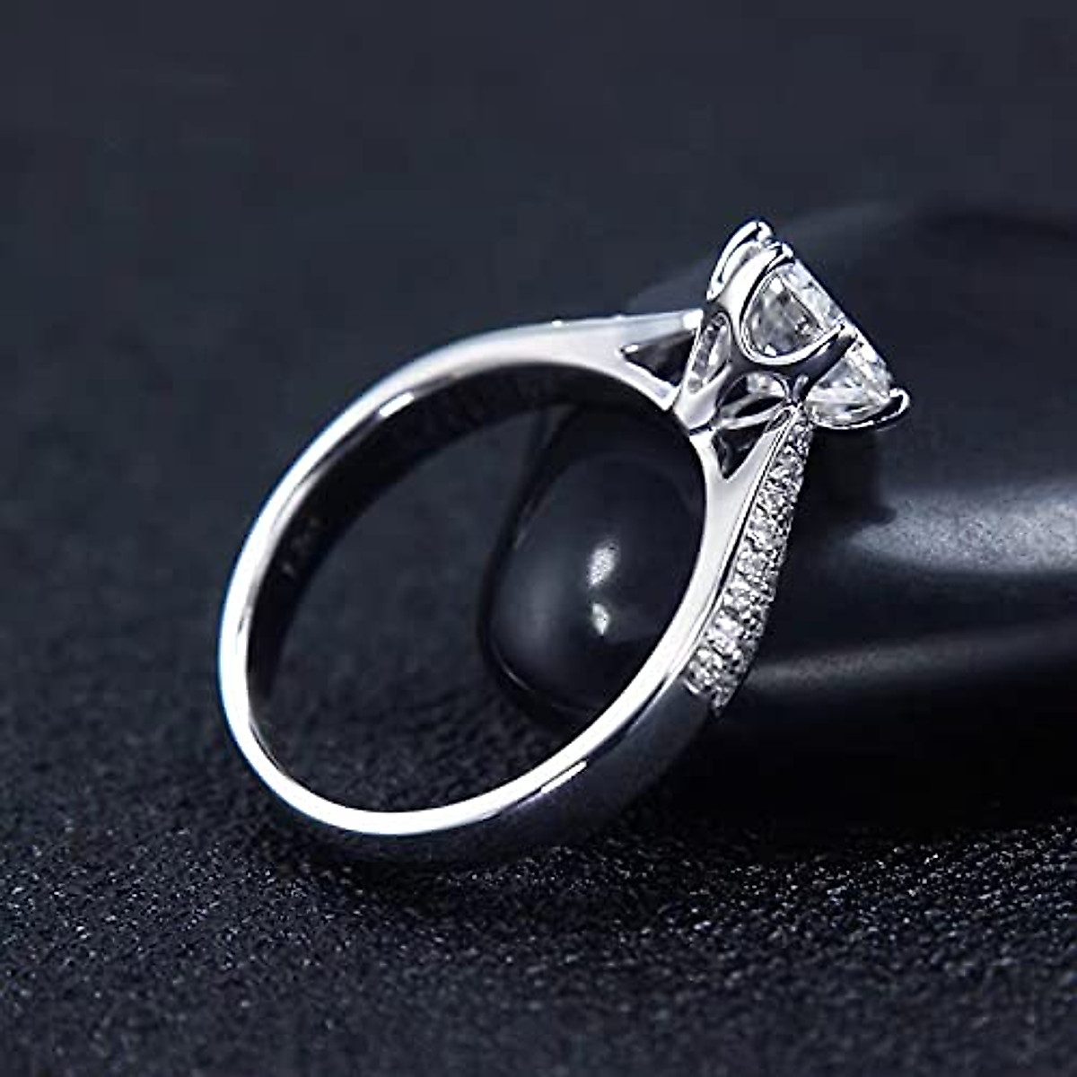 JINAO 925 Sterling Silver Engagement Rings Center 1 Carat D Color Micro pave double-row cubic zirconia Moissanite Ring Anniversary Wedding Engagement Rings Jewelry Gift for Women