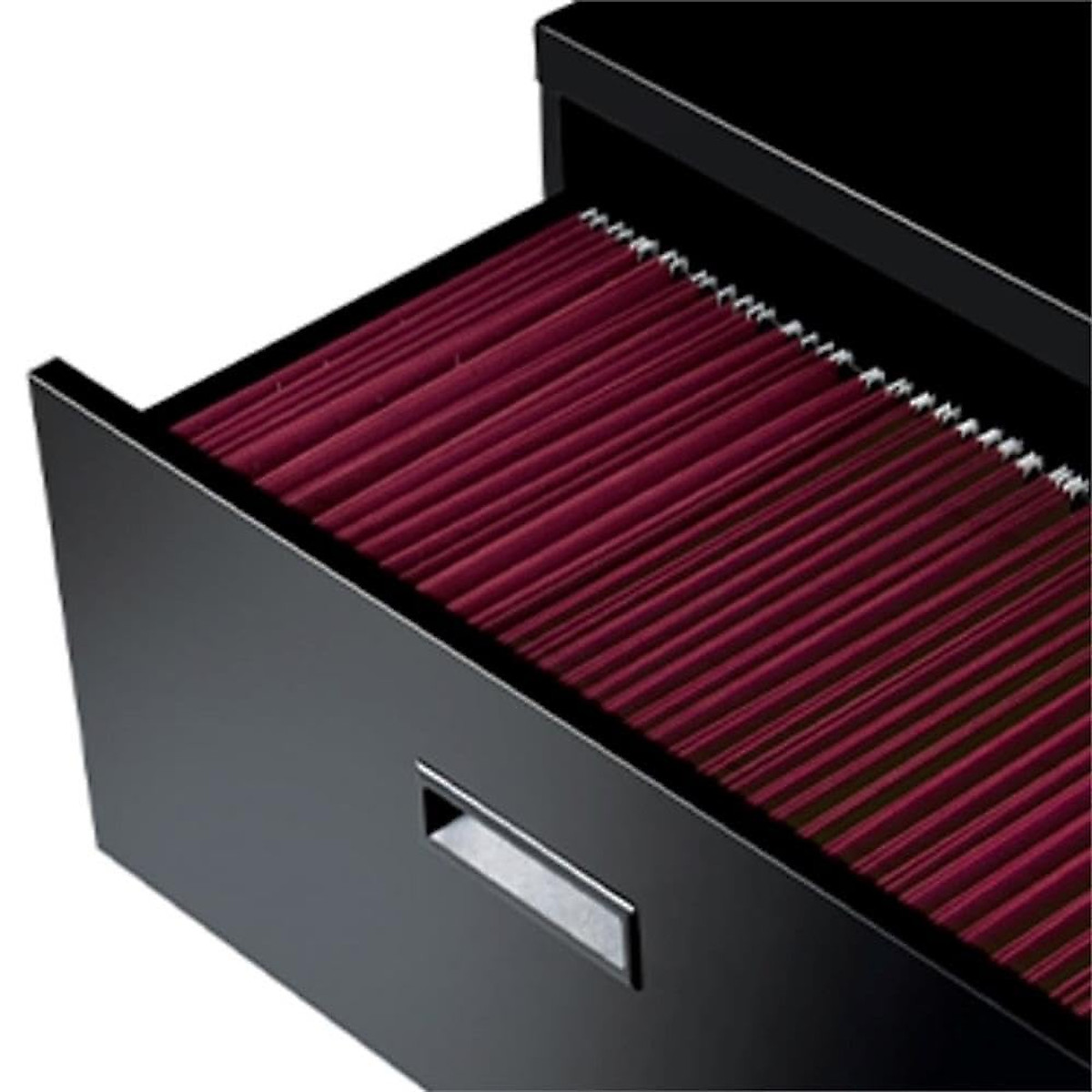 BOWERY HILL 2 Drawers 27.75" Lateral Black Metal Filing Cabinet Lockable Pre-Assembled Stationary Legal/Letter Size for Home, Office