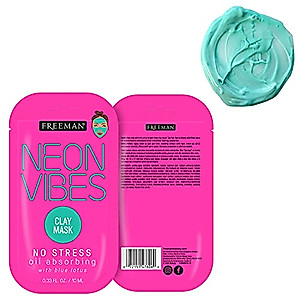 Freeman Beauty Everyday and Neon Vibes Facial Mask Variey Pack with Silicone Brush Applicators, Blue, Lavender, 17 Count