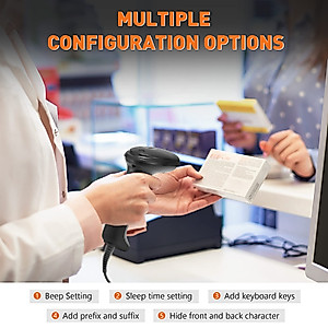 JRHC Barcode Scanner,1D Handheld USB Wired CCD Barcode Reader Supports Screen Scan UPC Bar Code Reader for Warehouse, Library, Supermarket