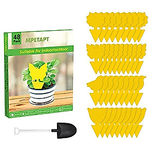48 Pcs Sticky Traps for Fruit Fly, Whitefly, Fungus Gnat, Mosquito and Bug, Yellow Plant Sticky Insect Catcher Traps for Indoor/Outdoor/Kitchen, Non-Toxic and Odorless