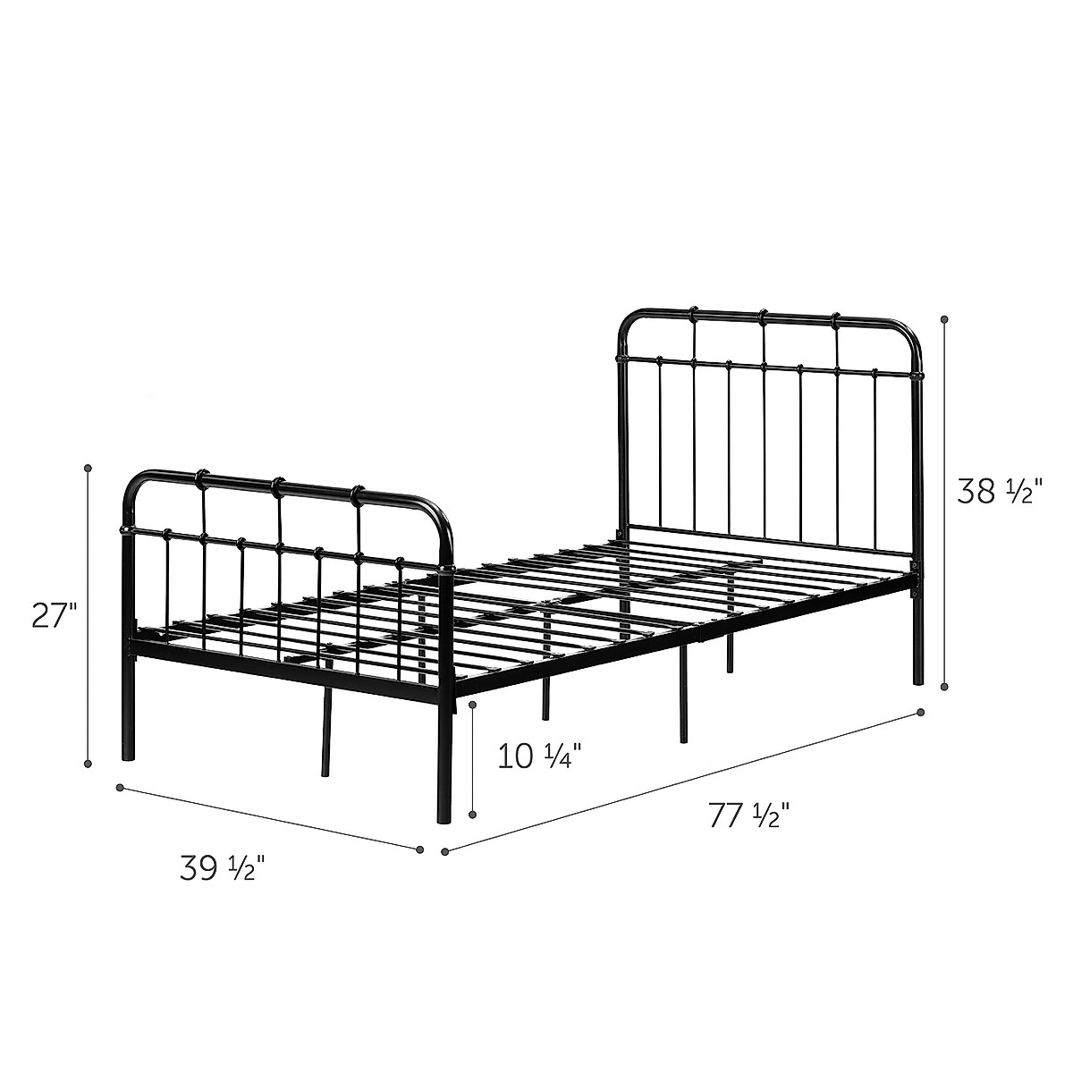 South Shore Cotton Candy Metal Complete Bed-Twin-Black