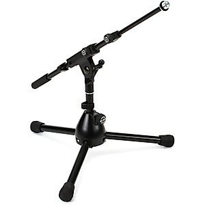 K&M - Konig & Meyer 25950.500.55 - Very Low Level Microphone Compact Stand - 2-piece Telescopic Boom Arm - Zinc Die-Cast Base - Professional Grade For All Musicians - German Made - Black