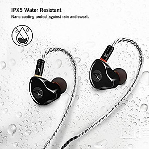 DCMEKA in Ear Monitor Headphones, HiFi Stereo IEM Earphones, Dynamic Dual Driver Wired Earbuds with Detachable Cable, Noise Canceling Headset for Singers Musicians Drummers Audiophile (Black)