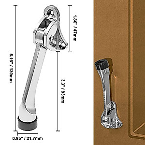 PHITUODA 2pcs 4 Inch KickDown Door Stopper, Heavy Duty Door Stop with Non-Slip Rubber Tip for Wood Concrete Tiled Carpeted Floors, Brushed Nickel